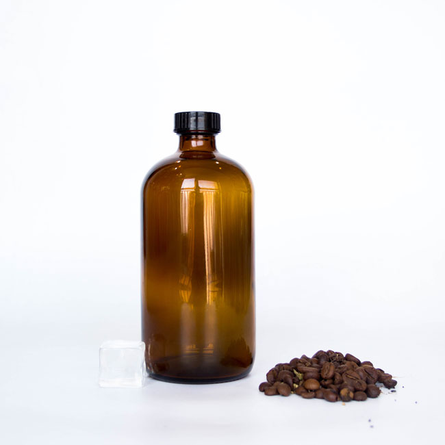 16oz Clear Boston Round Glass Bottle For Coffee